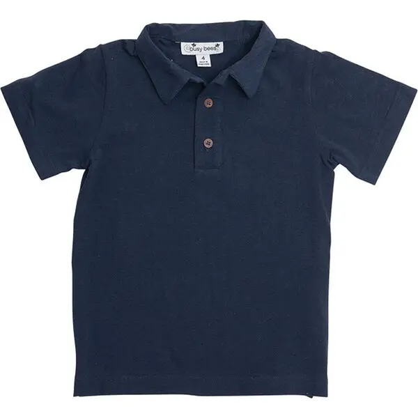 Busy Bees Short Sleeve Polo - Navy Knit