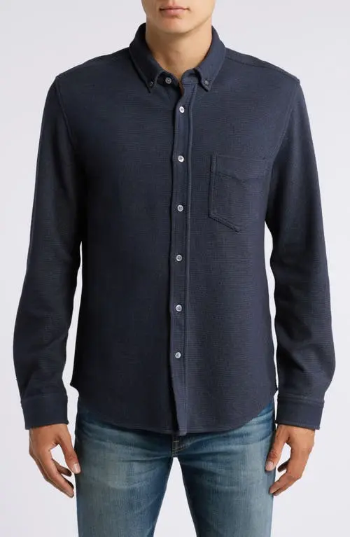Rails Vincent Bird's Eye Knit Button-down Shirt - Dark Navy