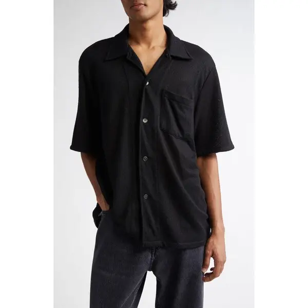 Our Legacy Boxy Bouclé Button-up Shirt - Black Boucle