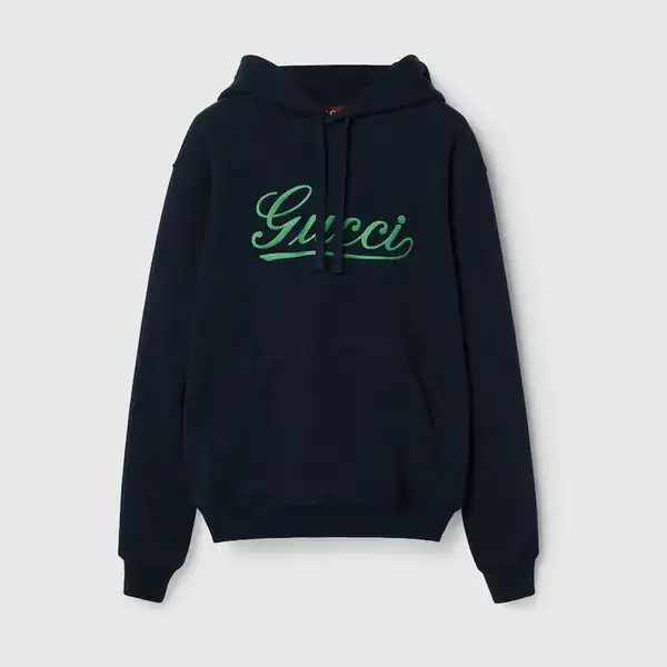 Cotton Jersey Gucci Hoodie Fit Gucci Embroidered Cotton Jersey