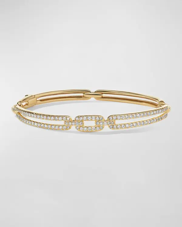 David Yurman 18k Gold Stax Link Bracelet With Diamonds - Diamond