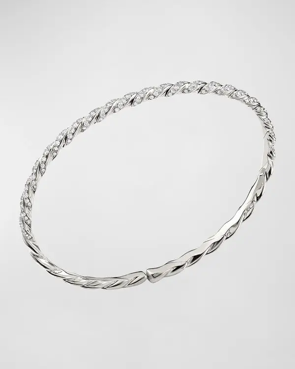David Yurman 18k White Gold Paveflex Bracelet