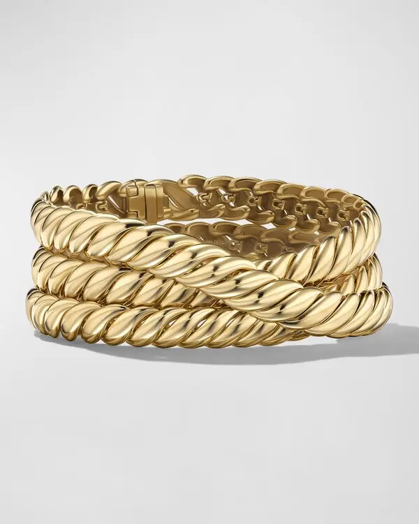 David Yurman Sculpted Cable 3-wrap Bracelet - Gold