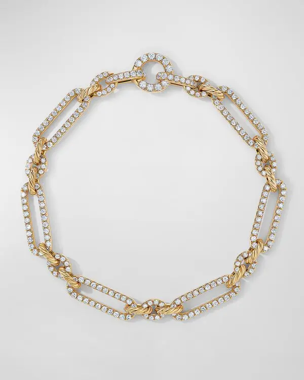 David Yurman Lexington Chain Bracelet In 18k Gold With Diamonds - Diamond