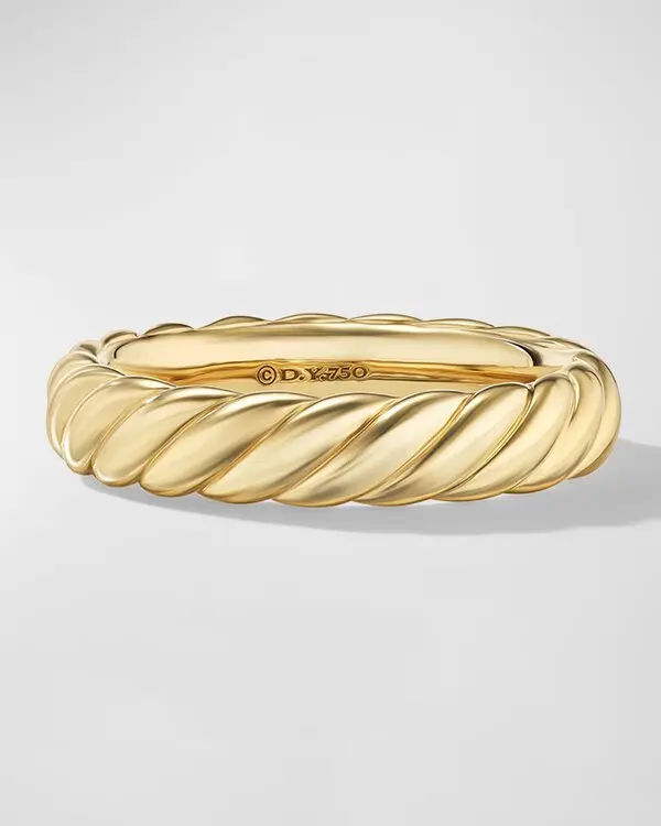 David Yurman 18k Yellow Sculpted Cable Band Ring, 4.5mm - Gold