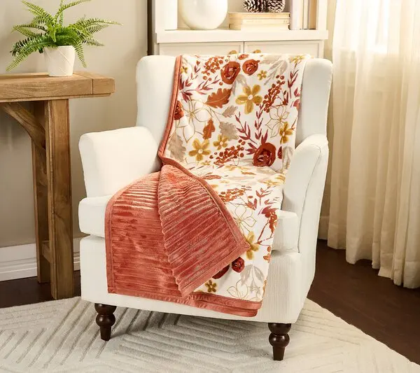HOME REFLECTIONS Reverse Plush 60x80 Harvest Throw