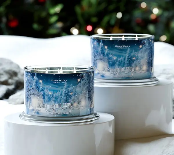 HOMEWORX BY SLATKIN + CO. As Is S/2 Yuletide Glow Candles