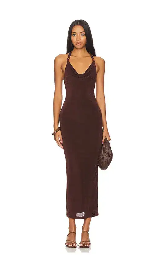chris brown breezy bowl dress code Vanessa Espresso Satin i Dress - XL Size - Women's Dresses main image 0