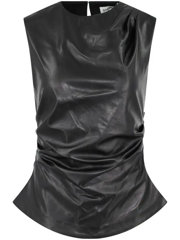 Simkhai Wynter Draped Leather Top