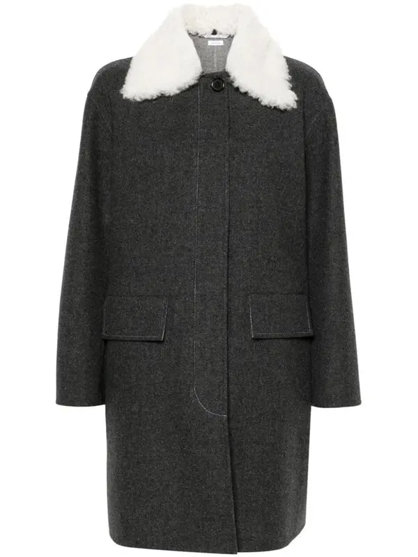 Thom Browne Bal-collar Wool-felt Coat - Grey