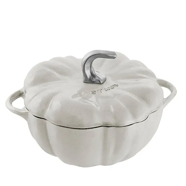 STAUB Cast Iron 3.5 Qt. Pumpkin Cocotte - White Truffle