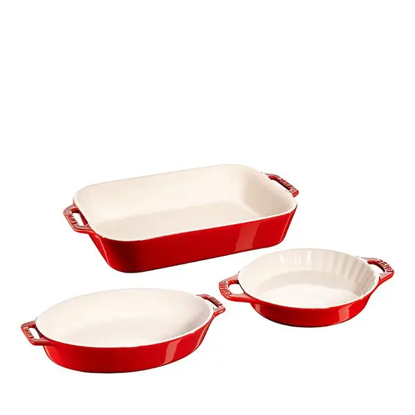 STAUB Ceramic 3 Pc. Mixed Baking Dish Set - Cherry