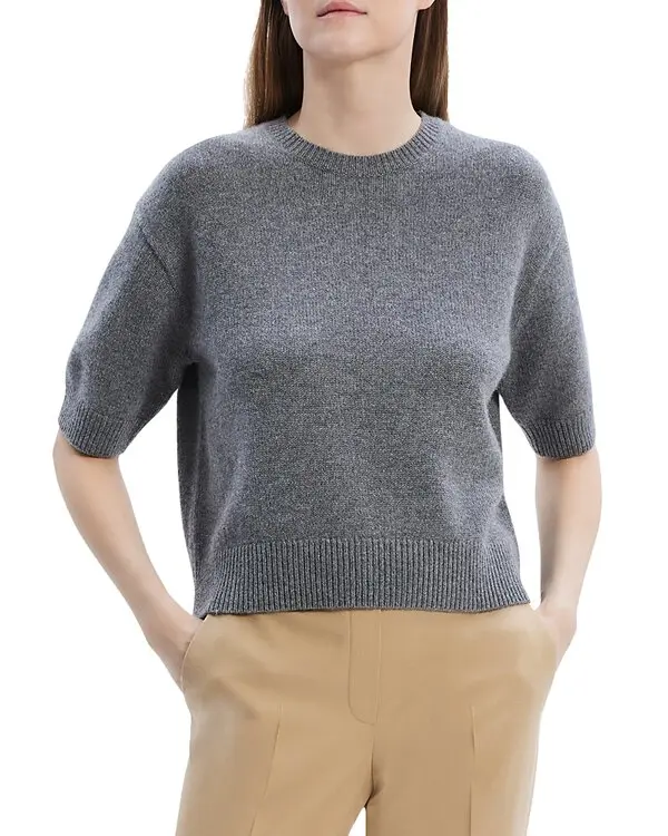 Theory Cashmere Cropped Sweater - Light Charcoal