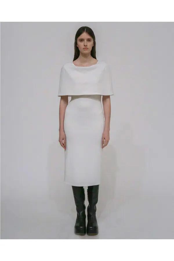 Rosetta Getty Fitted Cape Midi-dress