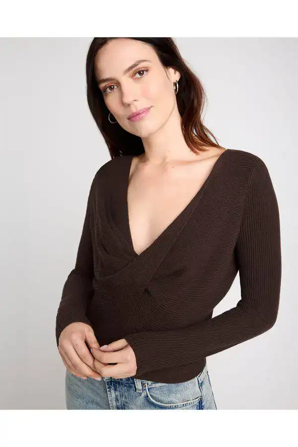 Splendid Loopknit Lyr Surplice Sweater In Natural 70% Off