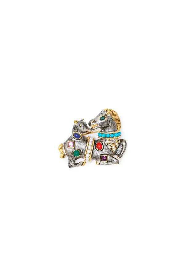 KENNETH JAY LANE Double Horse Head Pin