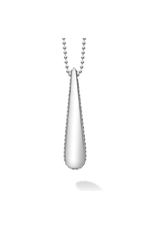 Lagos Signature Caviar Sterling Drop Pendant Necklace