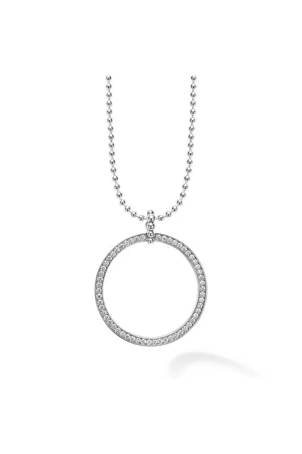 Lagos Caviar Spark Diamond Circle Pendant Necklace
