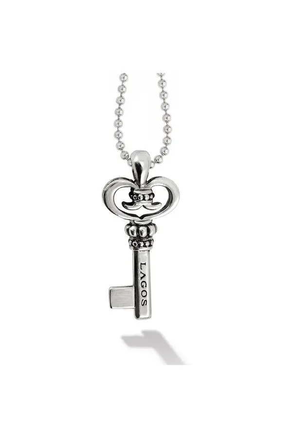 Lagos Signature Caviar Sterling Key Pendant Necklace