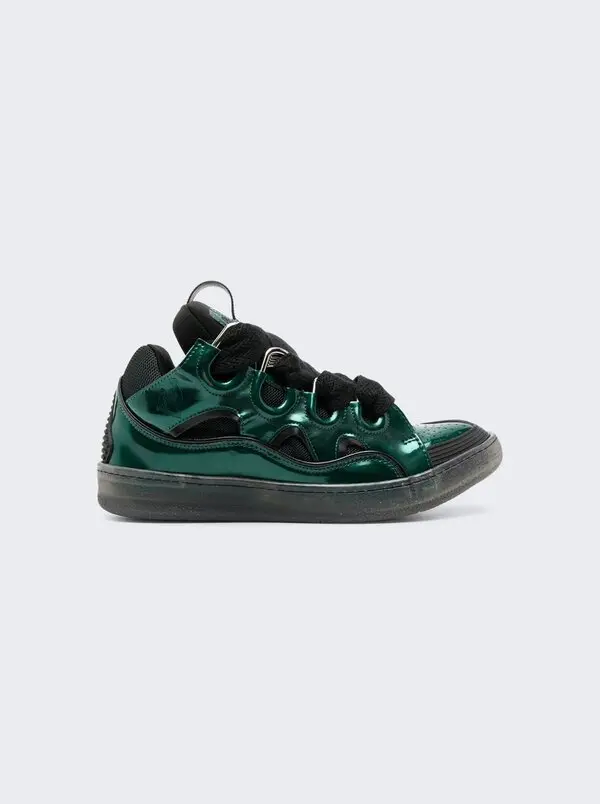 LANVIN Curb Lace-up Sneakers - Green And Black