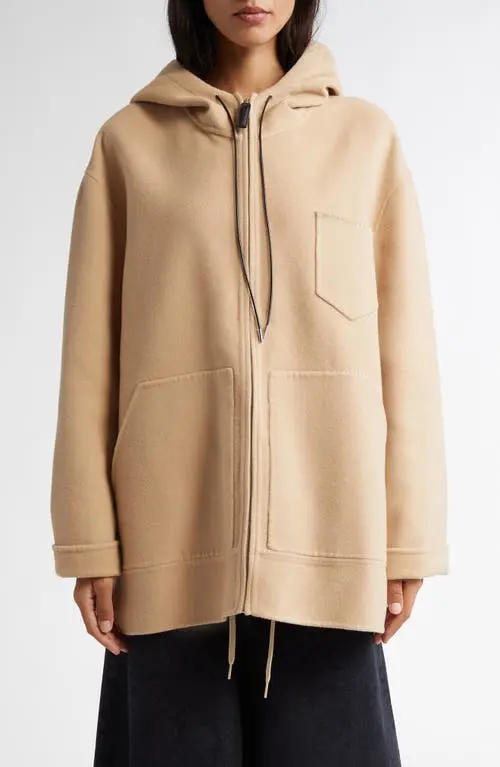 Marni Oversized Virgin Wool And Cashmere Hooded Parka - Light Camel