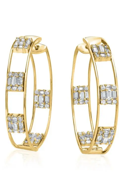 Mindi Mond Clarity Inside Out Diamond Hoop Earrings Yellow Gold