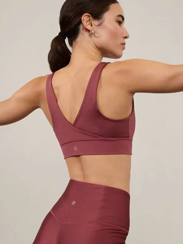 Athleta Breathe Longline Sports Bra A-c - Red Rock Matte Sheen