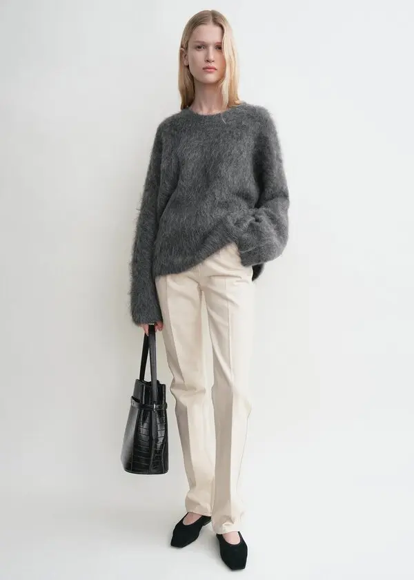 TOTÊME Boxy Alpaca Knit - Dark Grey Melange