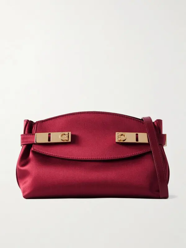 FERRAGAMO Hug Satin Shoulder Bag - Red