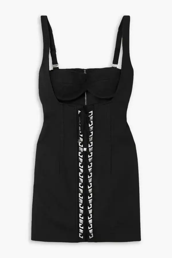 knee length dresses for ladies Dion Lee Black Velvet Architrave Corset Mini Dress – Runway Catalog main image 0