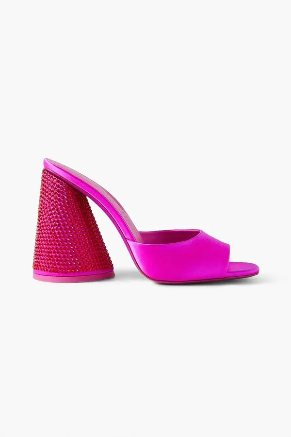 Attico Luz Crystal-embellished Satin Mules - Fuchsia