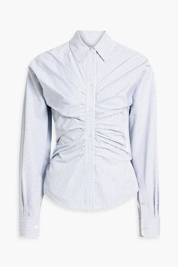 Alexander Wang Ruched Checked Cotton-poplin Shirt
