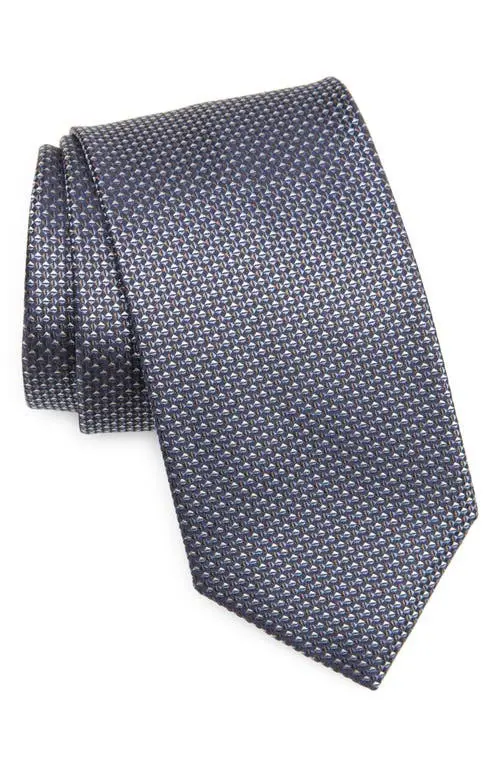 Brioni Geometric Pattern Silk Neck Tie - Dark Blue Multi