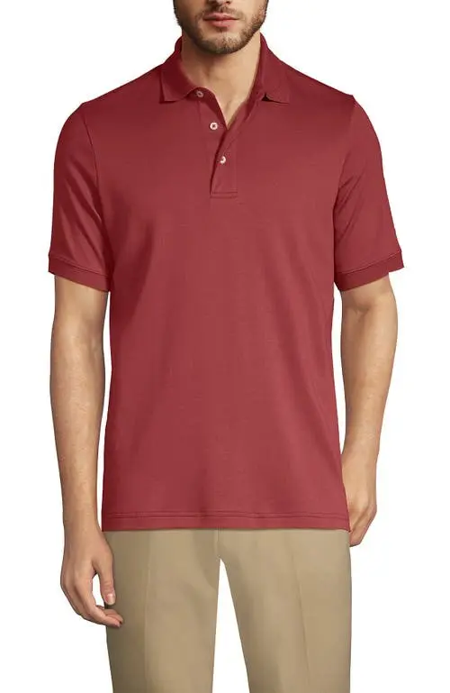 LANDS' END Short Sleeve Cotton Supima Polo Shirt - Dark Rose Clay1