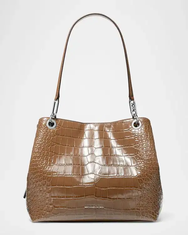 Michael Kors Kensington Croc-Embossed Leather Shoulder Bag