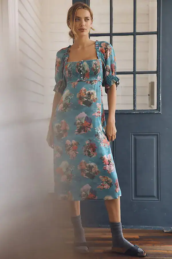 anthropologie blue midi dress Vera Velvet Dress main image 0
