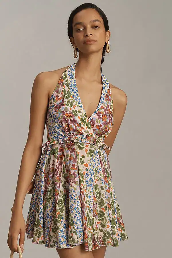 halter neck deep plunge dress Rhoda Powder Blue Twist Halter-Neck Cape Maxi Dress – Club L London