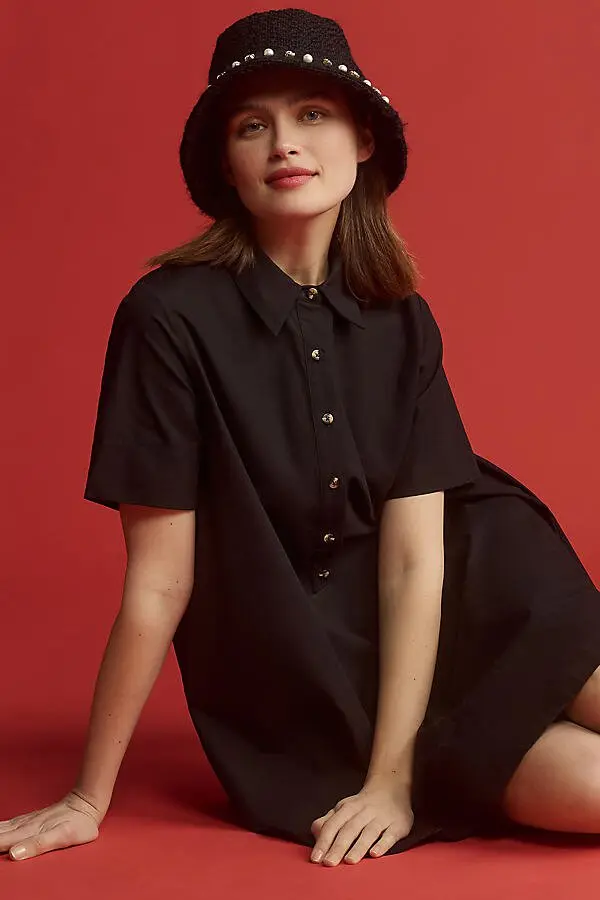 the pollie short sleeve swing tunic mini dress embroidered edition Pollie Embroidered Swing Mini Dress by Anthropologie, Size: XS Petite