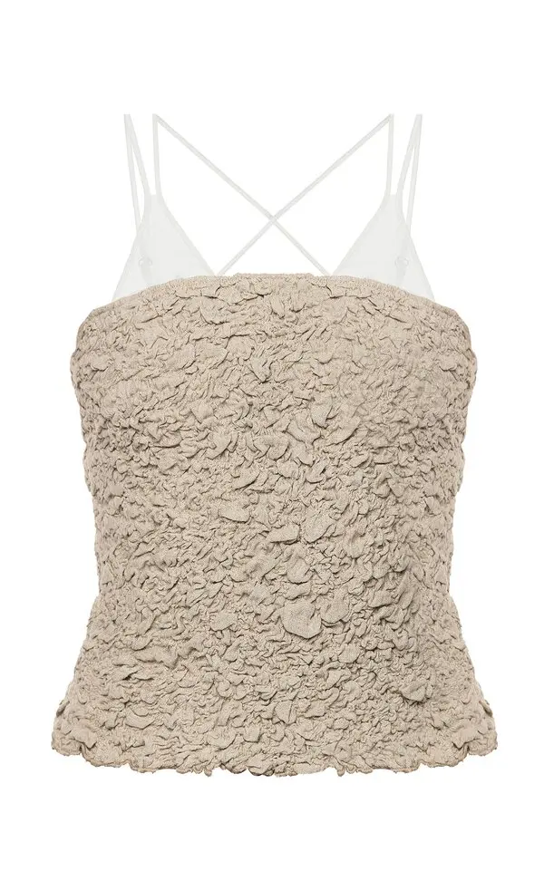 TG BOTANICAL Lisa Textured Linen-blend Tube Top