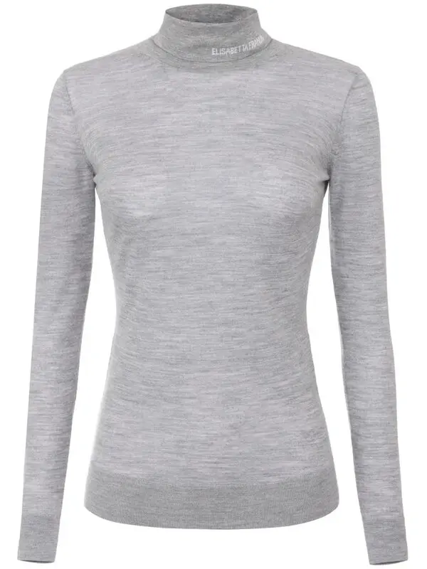 Elisabetta Franchi Roll Neck Semi-sheer Jumper - Grigio Melange