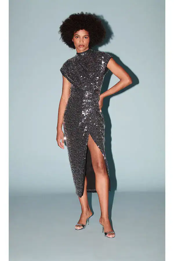 Saylor Renata Sequin Midi Dress In Gold - 50% Off | Editorialist