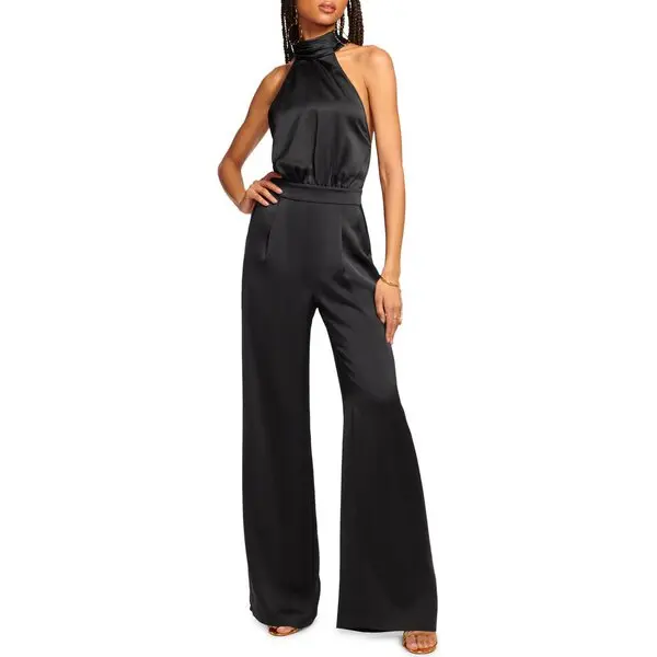 Ramy Brook Tatiana Halter Neck Satin Jumpsuit
