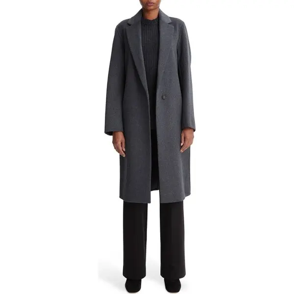 Vince One-button Long Coat - Charcoal
