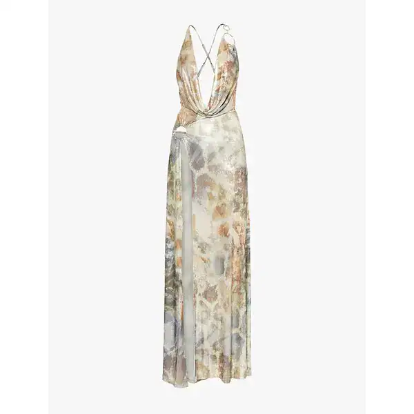 floral knee length dress Verona Floral Blue Midi Dress main image 1