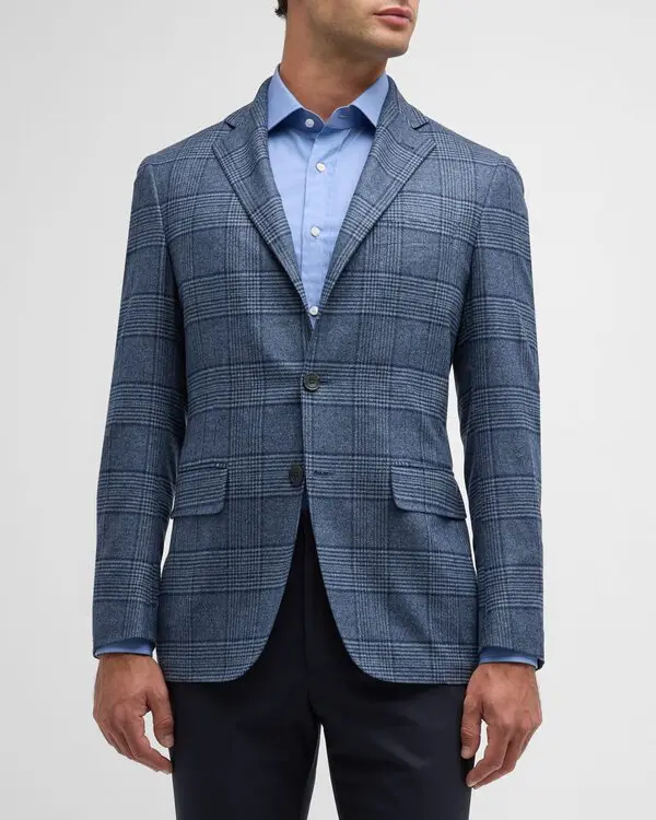 Canali Large Plaid Sport Coat - Lt Blue