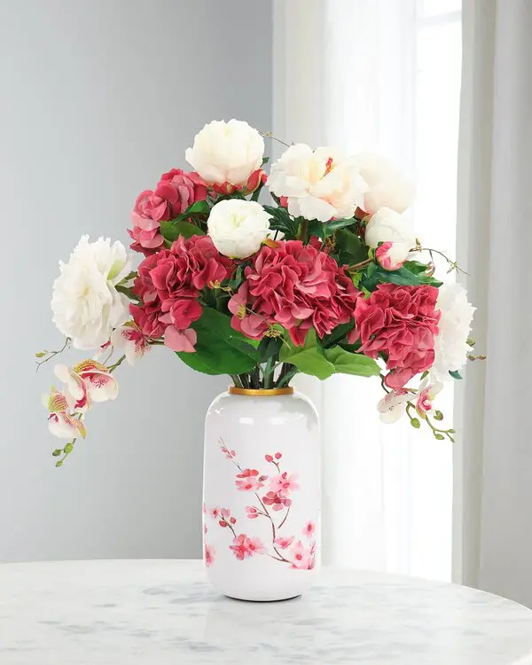 JOHN-RICHARD COLLECTION Wispy Mauve 25" Faux Floral Arrangement In Metal Vase