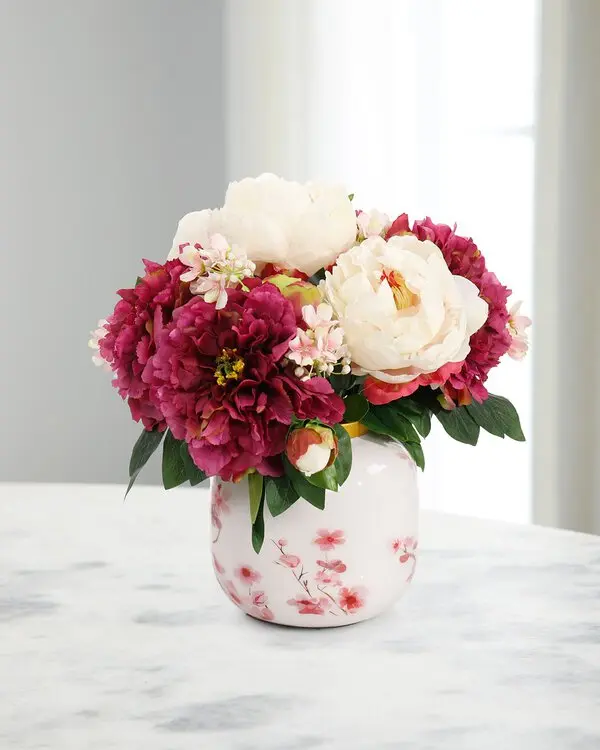 JOHN-RICHARD COLLECTION Vibrant Peonies 14" Faux Floral Arrangement