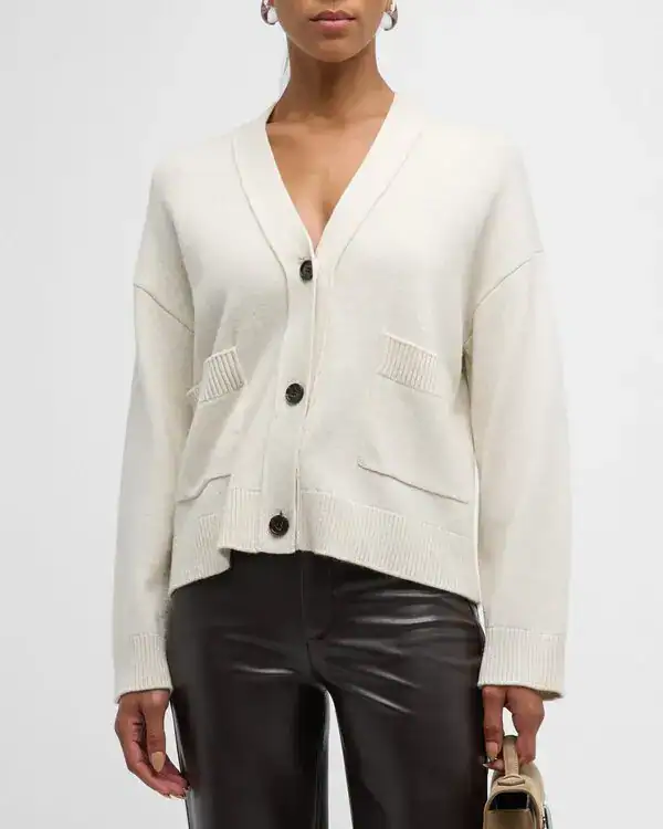 Rails Lindi Wool Cashmere V-Neck Cardigan In Oatmeal 55% Off