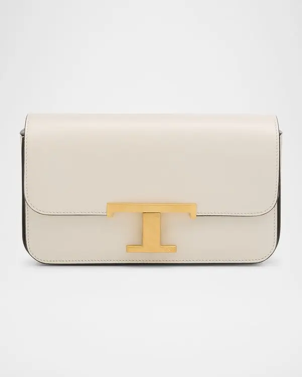 TOD'S Micro Flap Leather Crossbody Bag - Bianco Calce