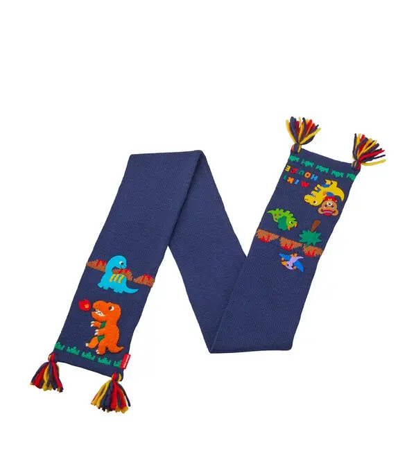 MIKI HOUSE Wool-blend Dinosaur Scarf